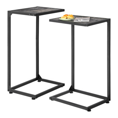 MOOACE C Shaped End Table Set of 2, Snack Side Tables for Sofa, Couch ...