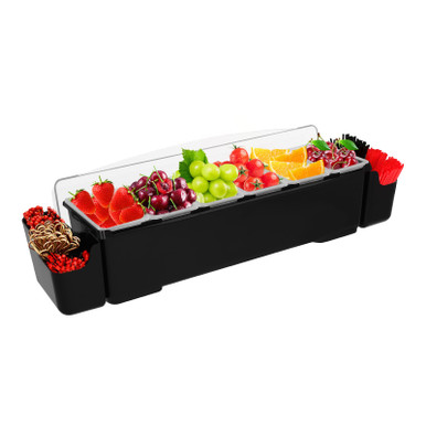 Garnish Tray with Lid Bar Caddy Condiment Serving Container for Home ...