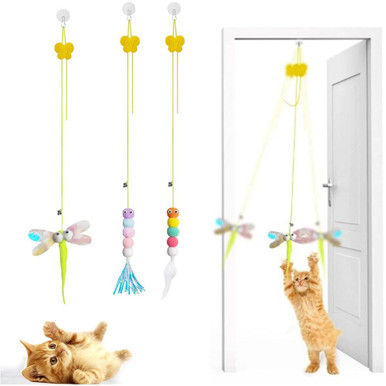 Interactive Cat Feather Toys,Retractable Cat Toys Self Play,Elastic ...