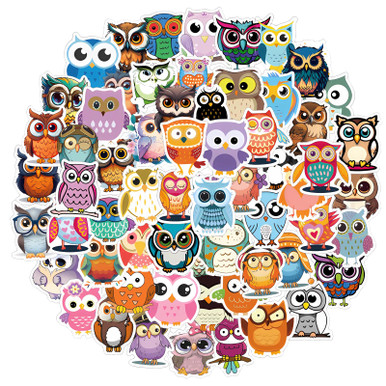 Giantree 60 Pcs Vivid Owl Stickers for Owl Lovers, PVC Owl Waterproof ...
