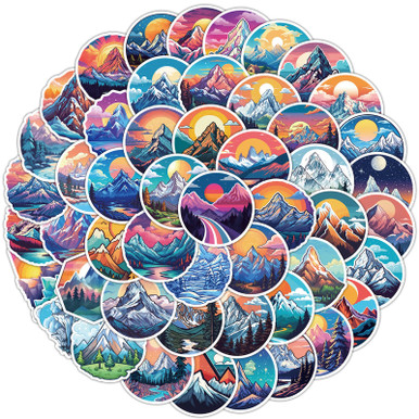50 Pcs Colorful Snowy Mountain Stickers Pack for Water Bottles, Outdoor ...