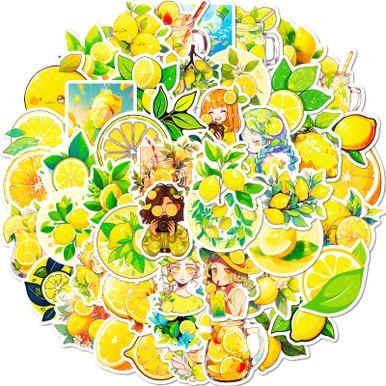 Lemon Stickers 50 Pcs Fruit Lemon Stickers Pack for Kids Teens Adults ...