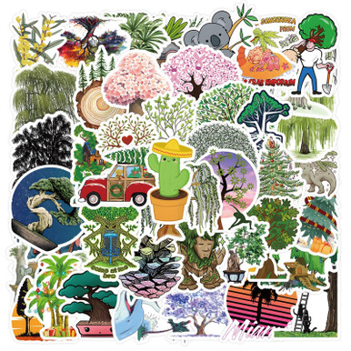 Forest Stickers 50pcs Cute Green Forest Tree Stickers for Kids Laptops ...