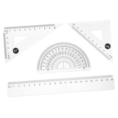 KICHOUSE 1 Set Geometry Tools Protractor Clear Grid Ruler School Must ...