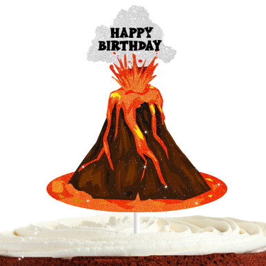Volcano Cake Topper for Boys Girls Dinosaur extinction Magma Lava ...