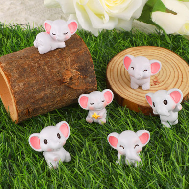 PEUTIER 12pcs Mini Elephant Figurines, Cute Resin Miniature Elephant ...
