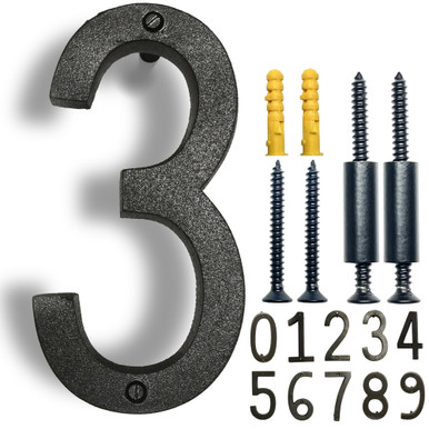 NACH Floating Mount Colonial Heavy Duty Cast Iron House Address Number ...