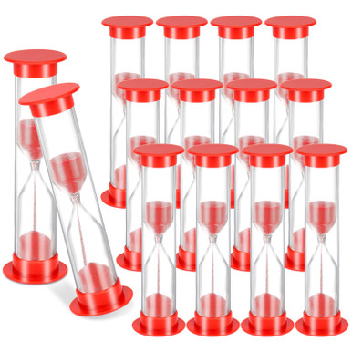 12 Pcs 5 Minute Sand Timer Plastic Red Hourglass Timer Mini Sand Timer ...