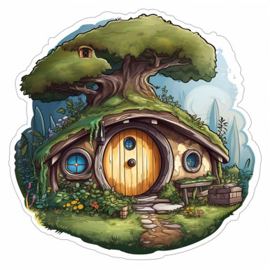 Hobbit Hole Art Fantasy Land Sticker For Car, Bike, SUV, Truck, Helmet ...
