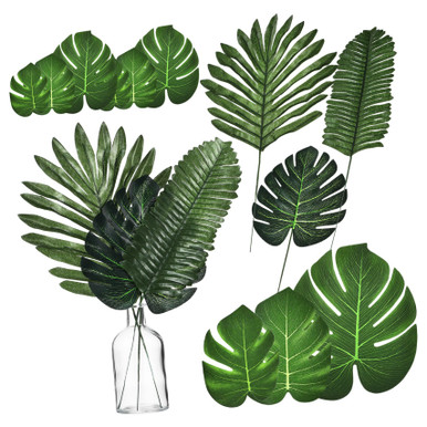 BESTOYARD 30 Pcs Luau Party Leaves Tropical Plant Leaves Palm Leaf ...