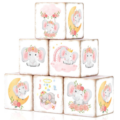 Menkxi 6 Pcs Elephant Cloud Nursery Decor Varnish Pink Rainbow Yellow ...