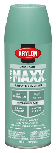 Krylon K09169000 COVERMAXX Spray Paint, Satin Jade, 12 Ounce ...