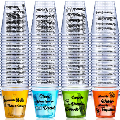 Tanlade 100 Pcs Clear Plastic Shot Glasses 2 oz Disposable Mini Plastic ...
