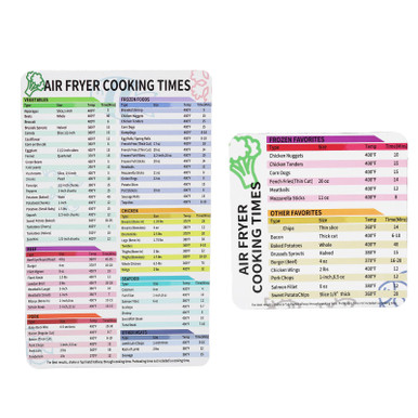 XIASABA Deep Fryer Cooking Time Chart Deep Fryer Magnetic Cheat Sheet ...