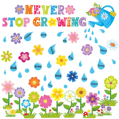 120 PCS Spring Bulletin Board Decor Spring Flower Paper Cutouts Never ...