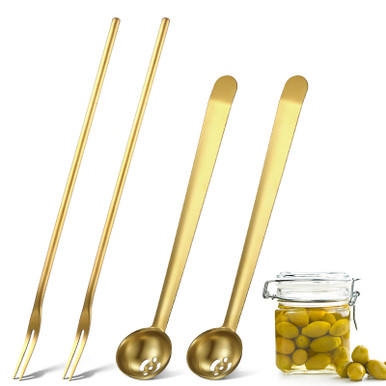 Didaey 4 Pcs 8.7 Inch Pickle Fork and Olive Spoon Strainer Set ...