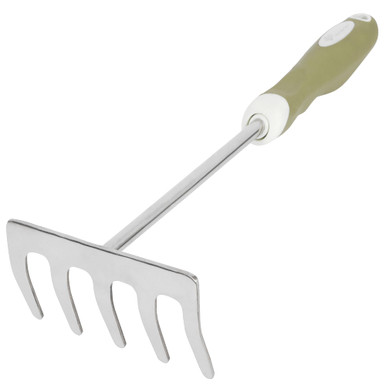 Worth Garden Stainless Steel 5-Teeth Hand Rake - Garden Hand Tool for ...