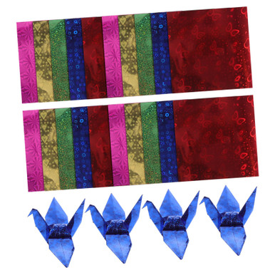 Hohopeti 150pcs Origami Crane Cardstock Craft Metallic Paper Colored ...