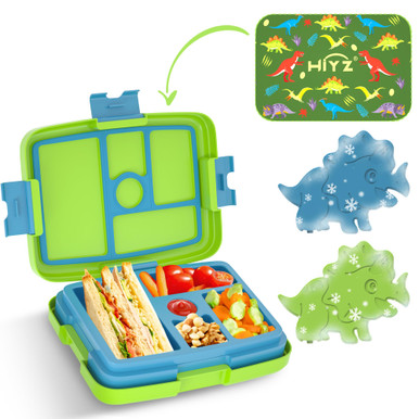 HiYZ Kids Dinosaur Bento Box, Lunch Box with 2 Pack Dinosaur Reusable ...