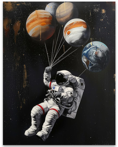 Fly Me To The Moon-11x14 Unframed Poster-NASA Astronaut with Planet ...
