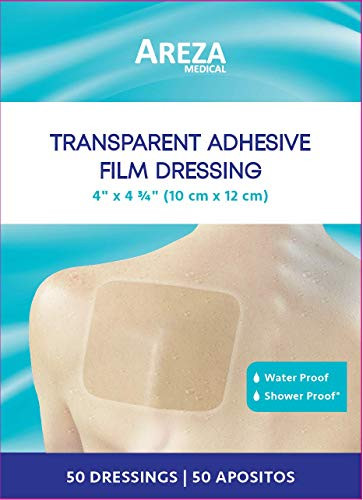 SHOWER PROOF DRESSING Transparent Adhesive Film Dressing 4" x 4" 3/4 ...