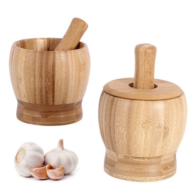 HOMSFOU Mortar Pestle Medicine Grinding Bowl Kitchen Pestle Wood ...
