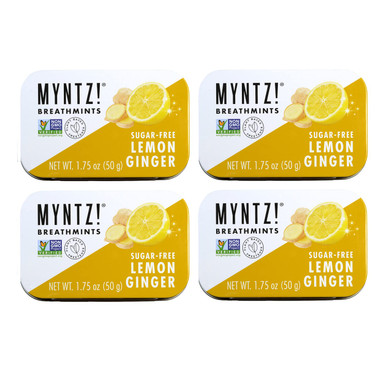 Myntz Sugar Free Mints in a Tin | Lemon Ginger Mints 4 Pack | Breath ...