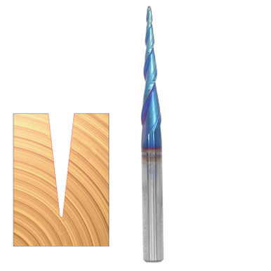 Akylin CNC Tapered Ball Nose Spiral Router Bit,1/16" Tip Diameter (1/32 ...