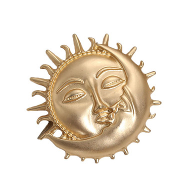 Gold Moon Sun Brooch Pin Vintage Moon Sun Face Lapel Pin Dainty Half ...