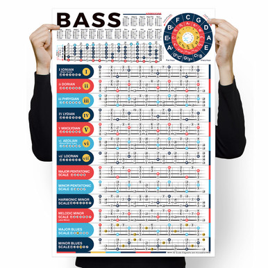 Bass Scales Chart Poster for Beginners, Master Bass Guitar Fretboard ...