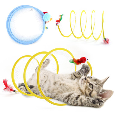 PAKESI 2 Pcs Folded Cat Tunnel Toy, Indoor Cat Activity Structure ...