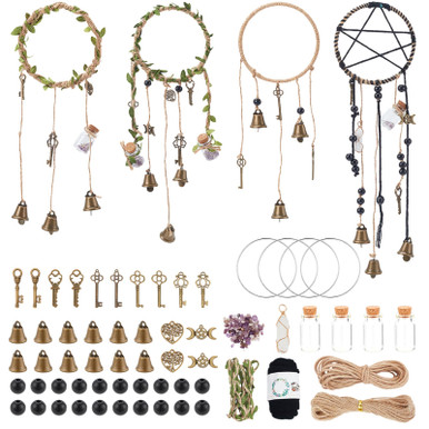 ORIGACH 4 Set DIY Witch Bells Kit for Door Knob Witchcraft Decorations ...