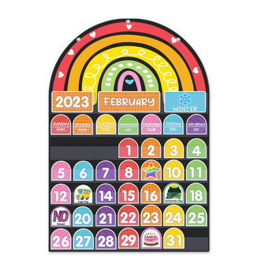 Rainbow Design Calendar Pocket Chart for Classroom & Home with 96 ...