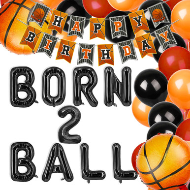 24 PCS Born 2 Ball Birthday Decoration Born 2 Ball Balloons Basketball ...