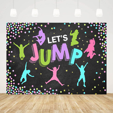 ABLIN 7x5ft Let's Jump Party Backdrop Colorful Teen Boys Girls Bounce ...