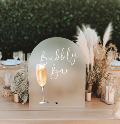 1801&Co. Wedding Event Acrylic Bubbly Bar Table Sign 8"x10", Bridal ...