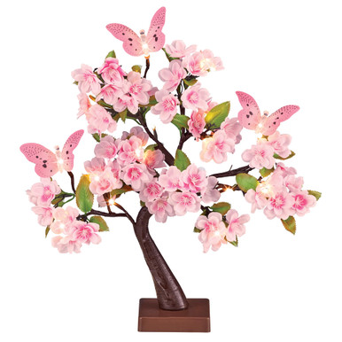 Collections Etc LED Lighted Cherry Blossom Tabletop Tree with ...