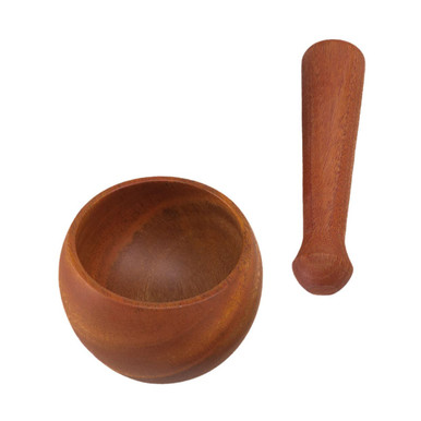 SHOWERORO 1 Set Wooden Garlic Pounder Grind Bowl Kitchen Mortar Pestle ...