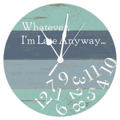 I'm Late Anyway Wall Clock Battery Operated Silent Noiseless for Bed ...