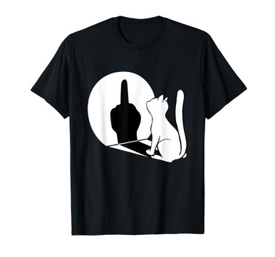 Cat Middle Finger Cat Statement Funny Middle Finger T-Shirt ...