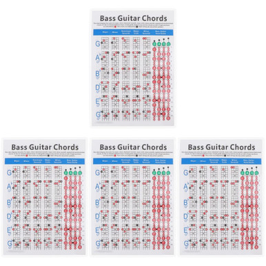 MILISTEN 4 pcs Electric Bass Chord Diagram Chords Chart for Beginner ...