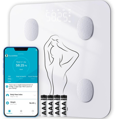 LIFEHOOD Scales Digital Weight and Body Fat - 6mm Tempered Glass ...