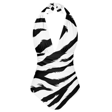 Sprowallow One Piece Swimsuit Women Zebra Print Tummy Control Bathing ...