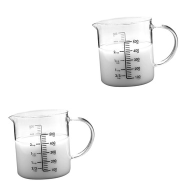Cabilock 2pcs Scale Measuring Cup Glass Measure Clear Tumblers Chef ...