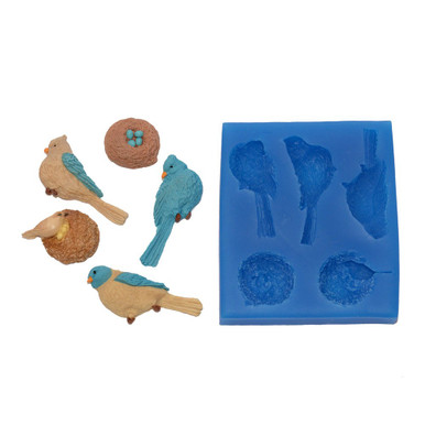 Bird Trio and Nests Silicone Animal Mold A216 by First Impressions ...