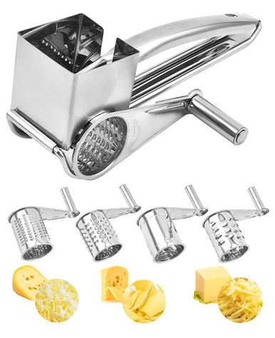 Rotary Cheese Grater,Cheese Cutter Slicer Shredder with 4 Interchanging ...