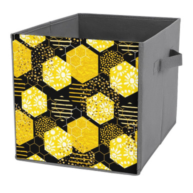 MEIKKO Geometric Pattern Bee Storage Cubes,Fabric Collapsible Storage ...