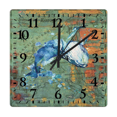 COCOKEN Sea Life Whale Wall Clock Beach Scene Ocean Theme Wooden Clock ...