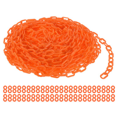PATIKIL Plastic Chain Links, 100 Foot Safety Barrier Chain Orange for Crowd Control, Queue Line ...