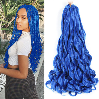 French Curly Braiding Hair 24 Inch 8 Packs Blue Color - Pre Stretched ...